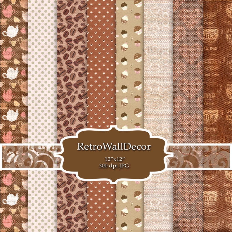 Coffee Digital Paper Coffee Background Brown Digital Paper | Etsy