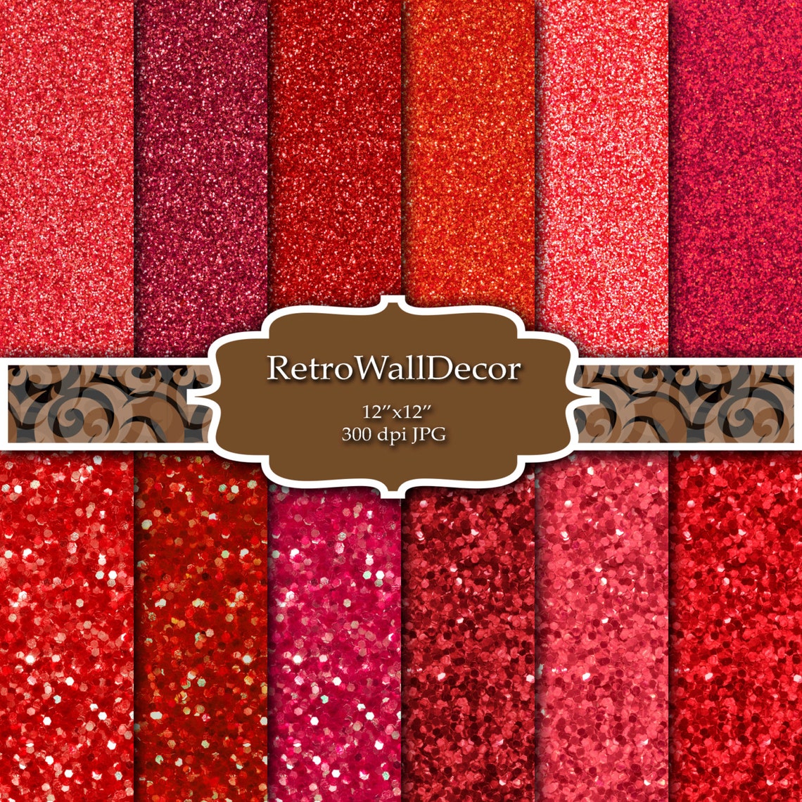 Glitter Digital Paper Red Glitter Printable Paper Digital - Etsy