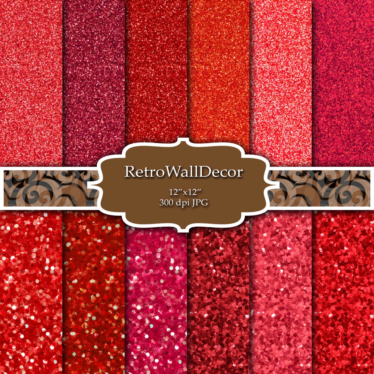 Glitter Digital Paper Red Glitter Printable Paper Digital - Etsy