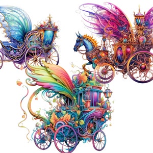 Fairy Carriage, Watercolor Clipart, Fairy Image, Magic Carriage, Fairy ...
