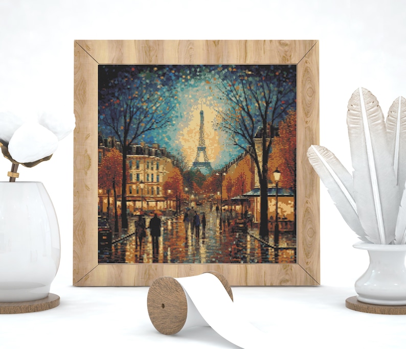 Paris at Night Cross Stitch Pattern, Eiffel Tower (PDF Pattern) - Etsy