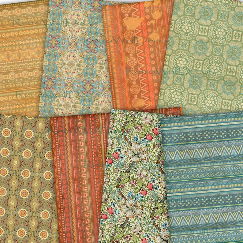 Vintage Exotic Digital Paper Pack: Grunge Textures, Scrapbooking ...