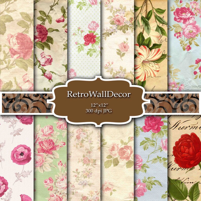 Papel digital floral Papel digital de flores Fondo floral - Etsy España