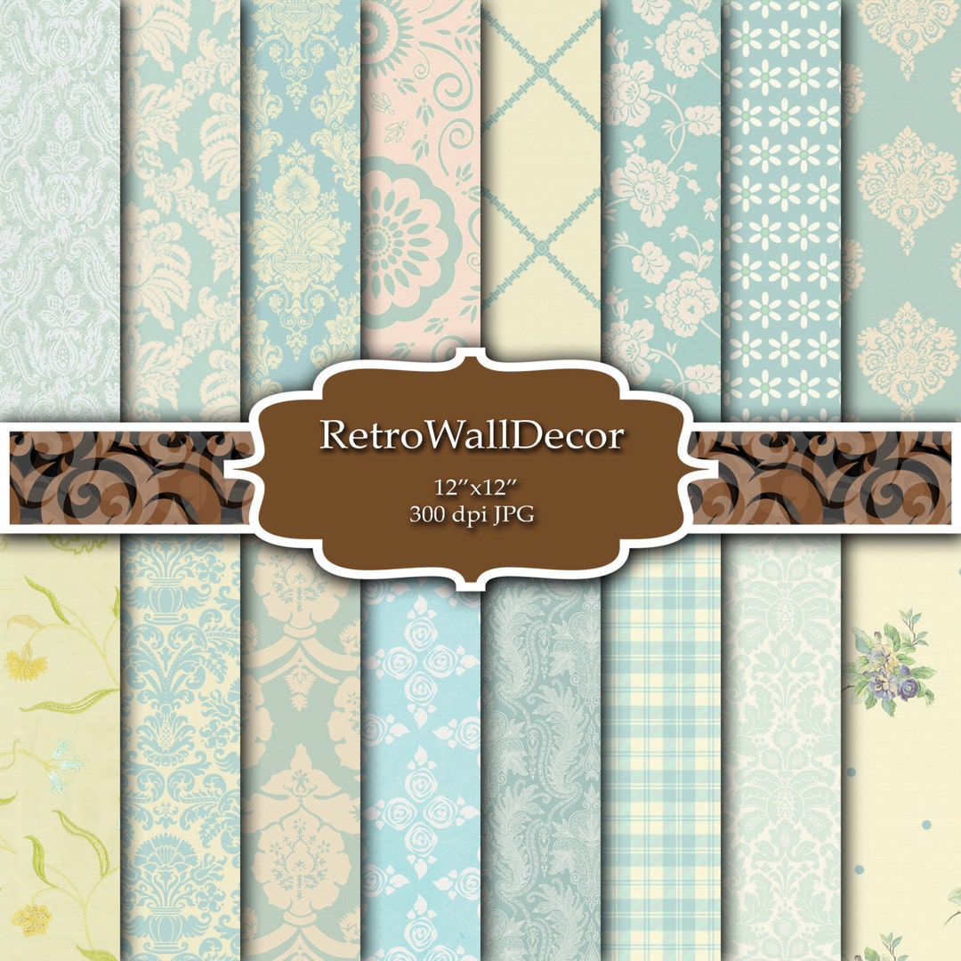 Damask Digital Paper: " Green Paper " Damask Floral Scrapbook Paper ...