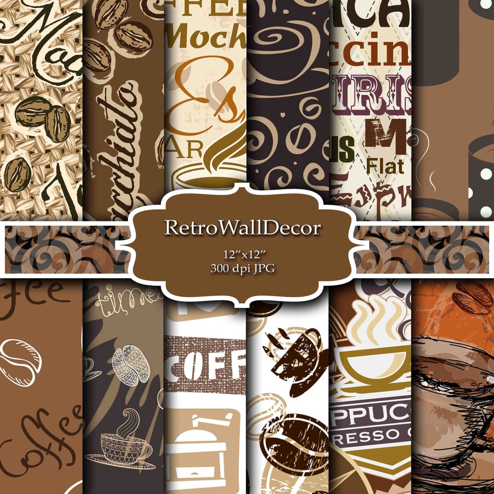 Coffee Digital Paper: coffee Time Digital - Etsy