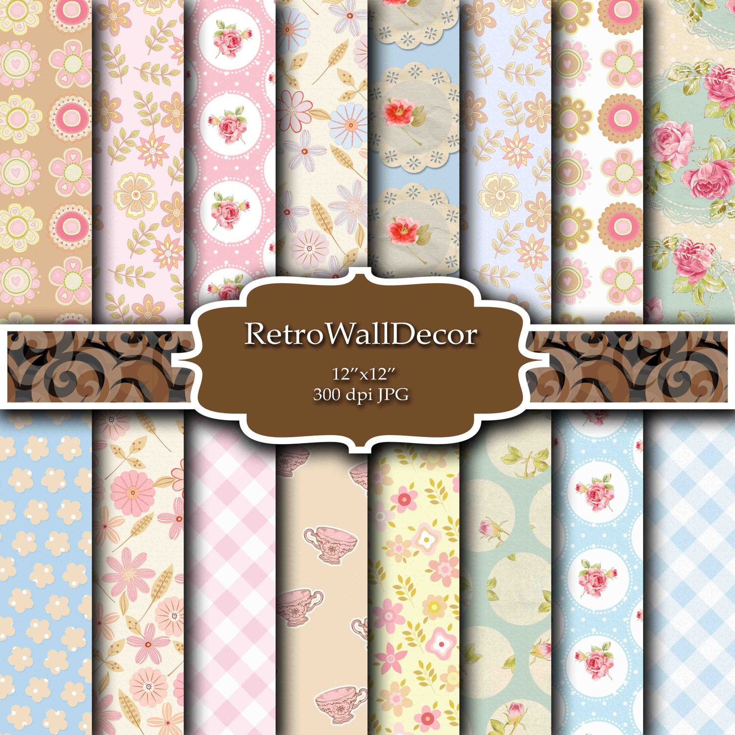 Floral Digital Paper Flower Digital Paper Floral Background - Etsy