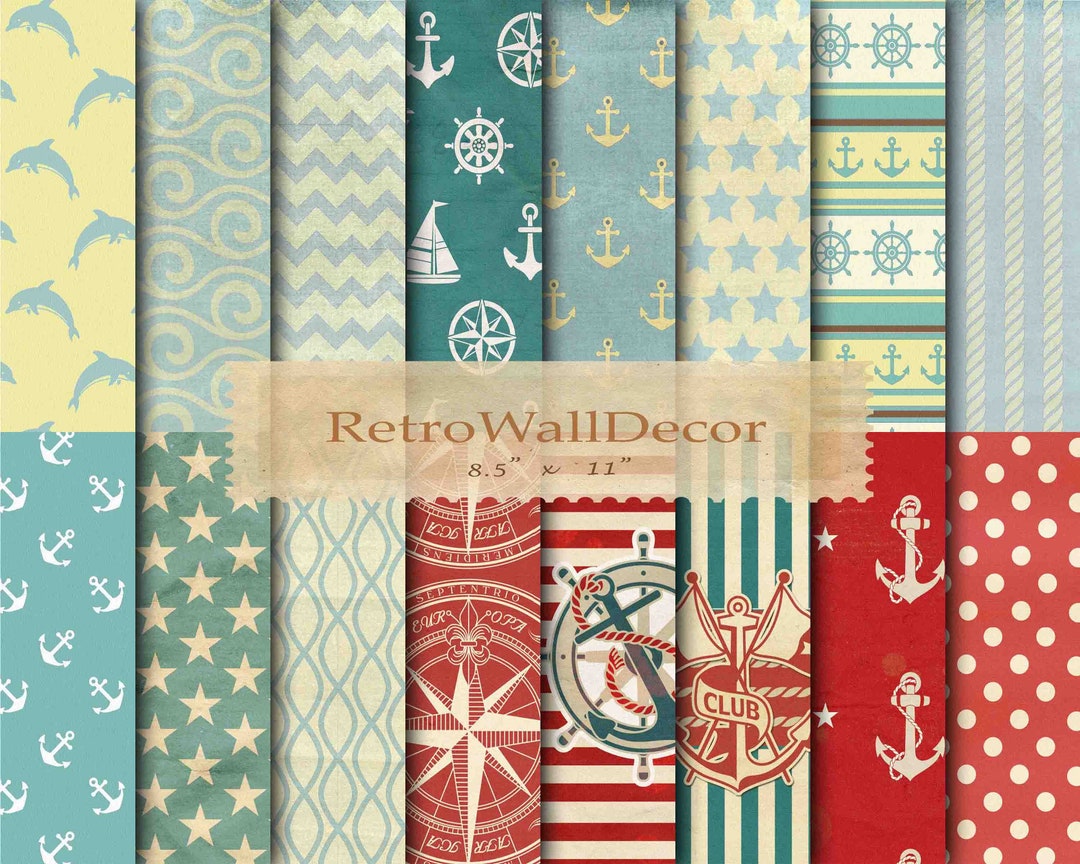 Nautical Digital Paper, Nautical Backgrounds, Sea Digital Paper, Sea ...