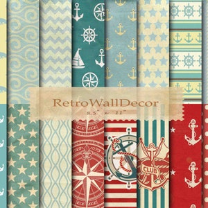 Nautical Digital Paper, Nautical Backgrounds, Sea Digital Paper, Sea ...