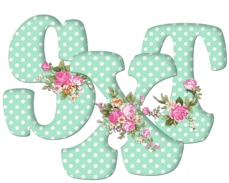 Decorative Font Floral Font Alphabet Clip Art Digital Font - Etsy