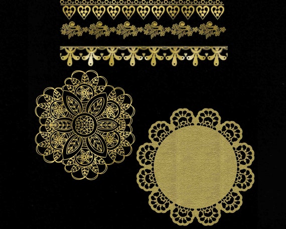 Golden Doily Clipart digital lace Border ClipArt Vintage lace pattern ...
