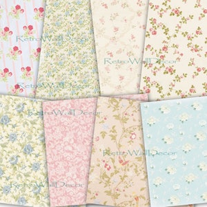 Floral Digital Paper Shabby Chic Papers Floral Patterns Scrapbook ...