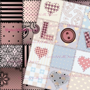 Digital Patchwork Quilt Fabric Paper Pack , Digital Scrapbooking Papers ...