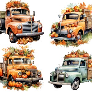 Pumpkin Truck, Farm Truck Clipart, Farm Truck Watercolor, Pumpkin Truck ...
