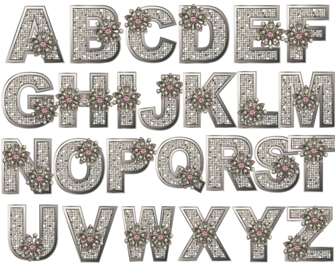 Decorative Font, Jewelry Font, Alphabet Clip Art, Digital Font ...