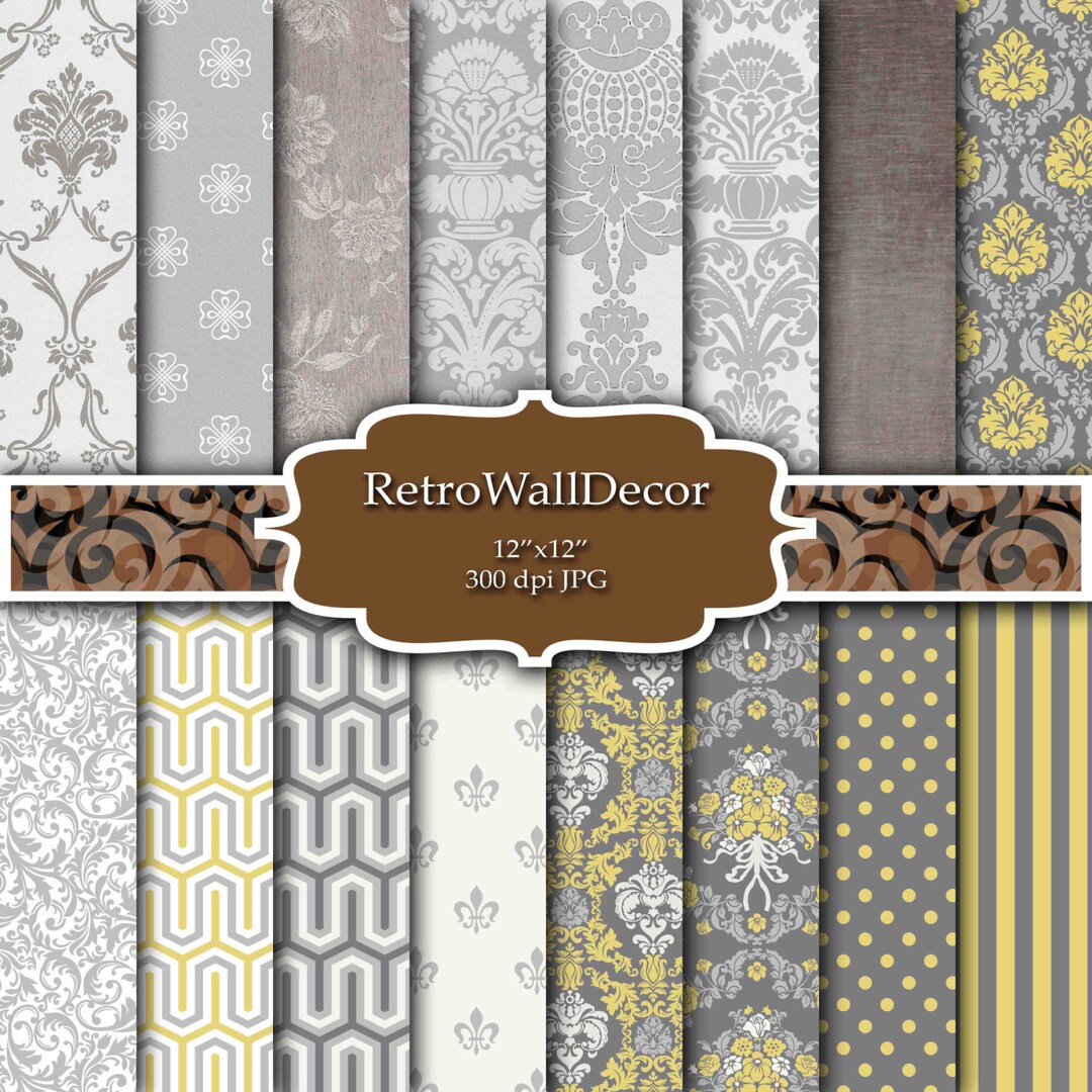 Damask Digital Paper : " Grey Damask " Damask Floral Scrapbook Paper ...