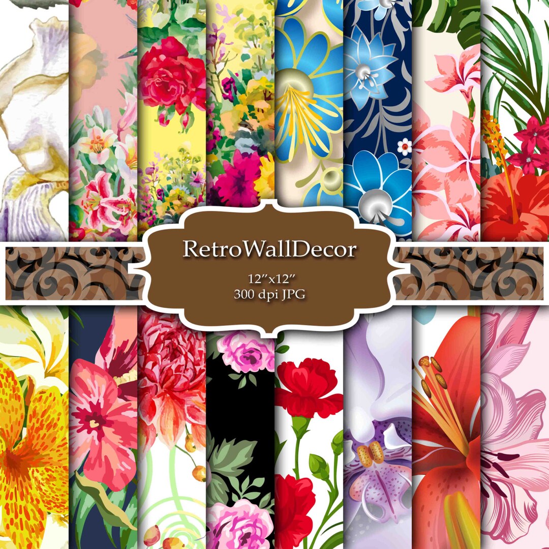 Floral Digital Paper, Flower Digital Paper, Floral Background, Rose ...