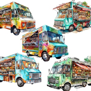 Food Truck, Food Truck Clipart, Truck Watercolor, Food Truck Image ...