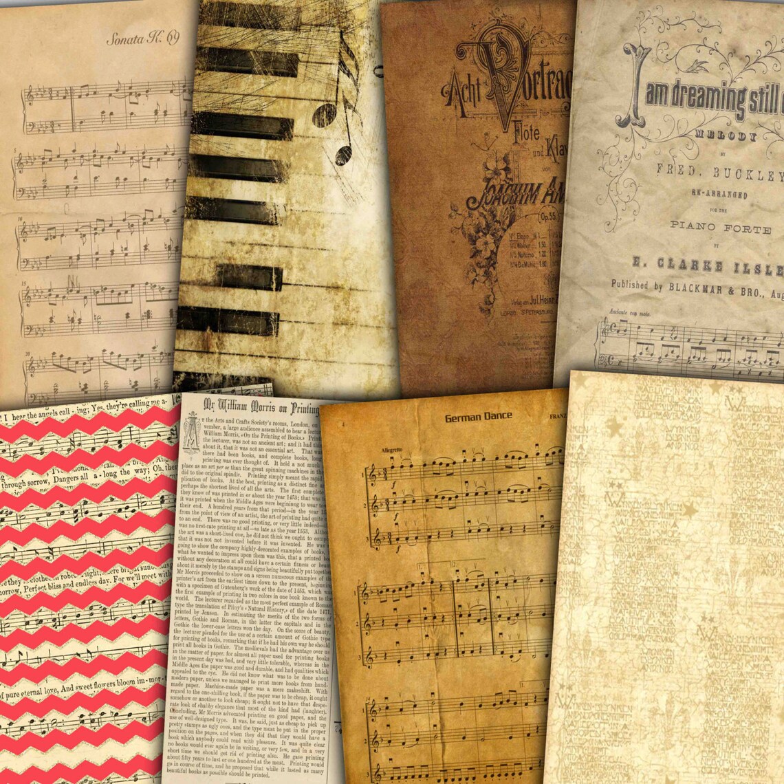 Music Digital Paper Music Sheets Paper Old Music Sheet | Etsy