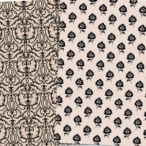 Black & White Floral Damask Digital Paper Pack (12x12 JPEG) - Etsy