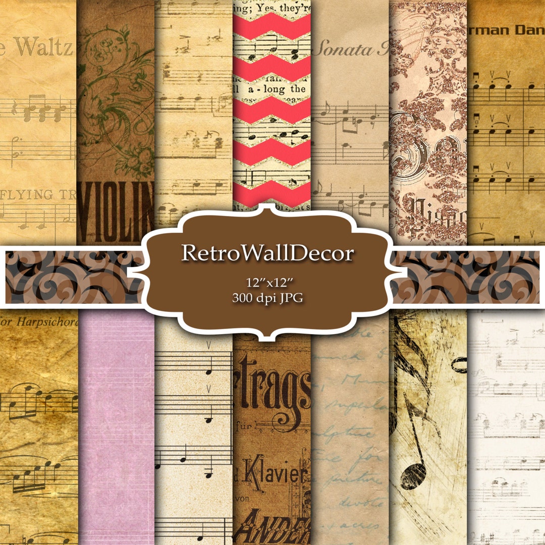 Music Digital Paper, Music Sheets Paper, Old Music Sheet, Vintage ...