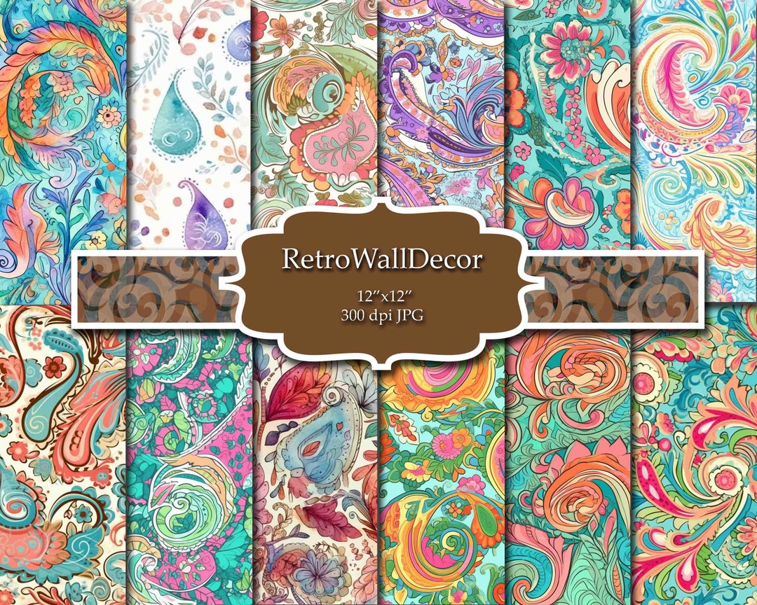 Paisley Digital Paper, Paisley Scrapbook, Paisley Texture, Paisley ...