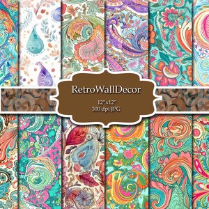 Paisley Digital Paper, Paisley Scrapbook, Paisley Texture, Paisley ...