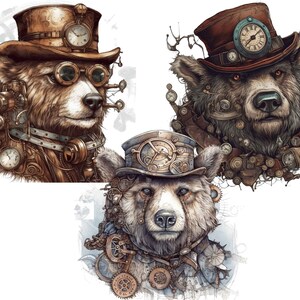 Steampunk Grizzly Clipart, Vintage Industrial Bear Images for DIY ...