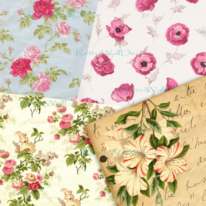 Floral Digital Paper Flower Digital Paper Floral Background - Etsy