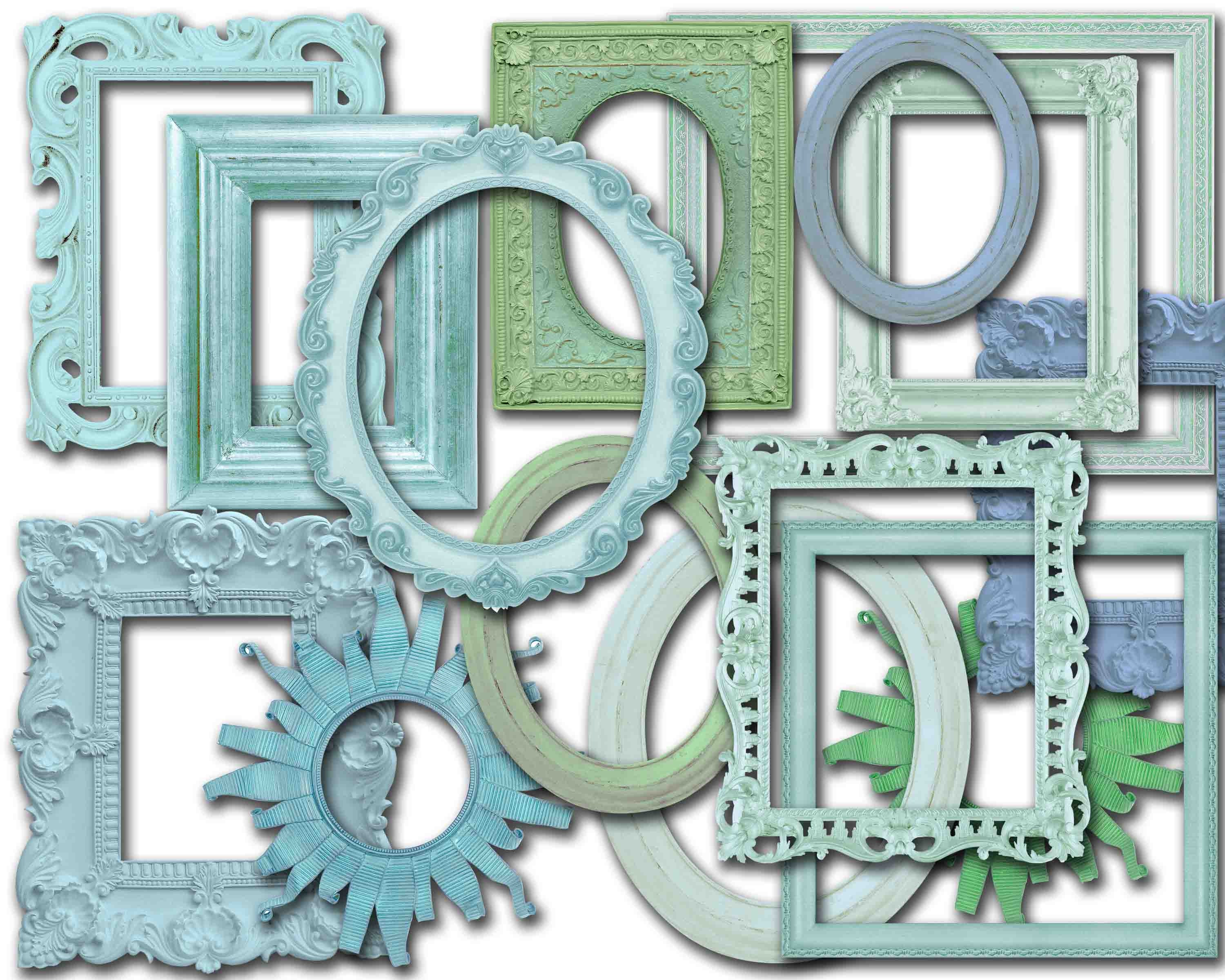 Vintage Blue Frames Clipart, Shabby Chic Photo Frames (digital Download ...