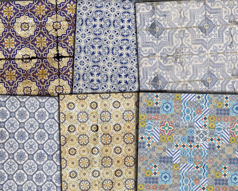 Tile Digital Paper Tile Background Distressed Tile Texture - Etsy