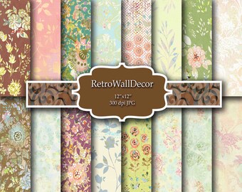 Floral Digital Paper, Flower Digital Paper, Floral Background, Rose ...