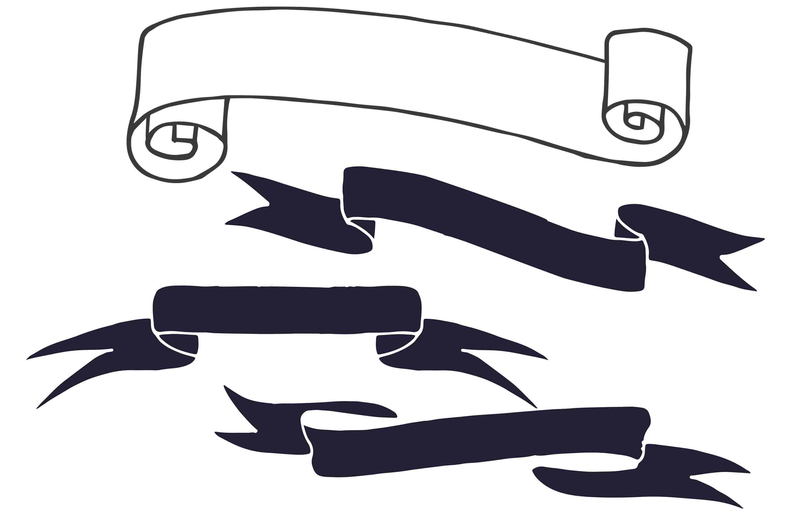 Hand Drawn Ribbon Banner Clipart, Digital Banners (SVG DXF PNG Eps) - Etsy