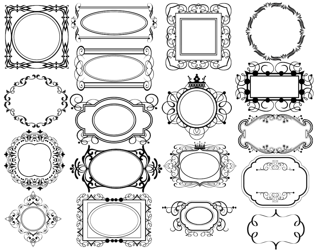 Digital Frame Svg, Square Frame Svg, Frame Clipart, Decoration Frame ...