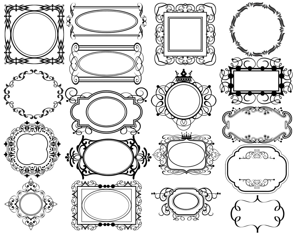 Digital Frame Svg, Square Frame Svg, Frame Clipart, Decoration Frame ...