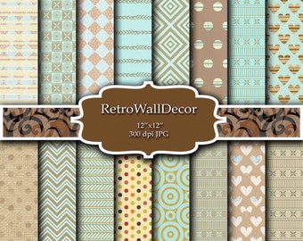 Vintage Polka Dots Digital Paper Retro scrapbook paper polka