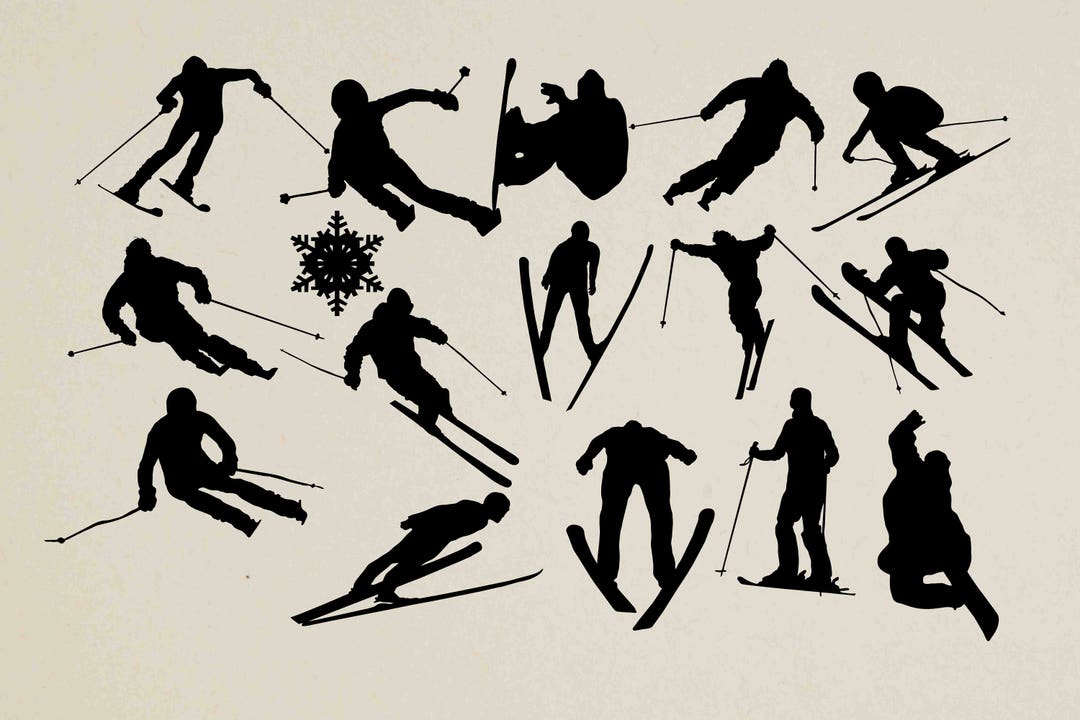 Skifahren Silhouetten , Ski Clip Art , Skirennsport svg , Skier dxf ...