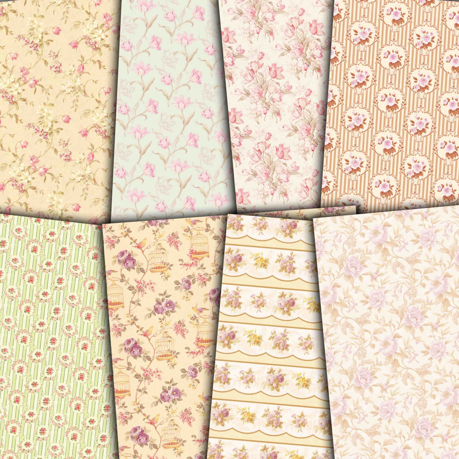 Floral Digital Paper Flower Digital Paper Floral Background - Etsy