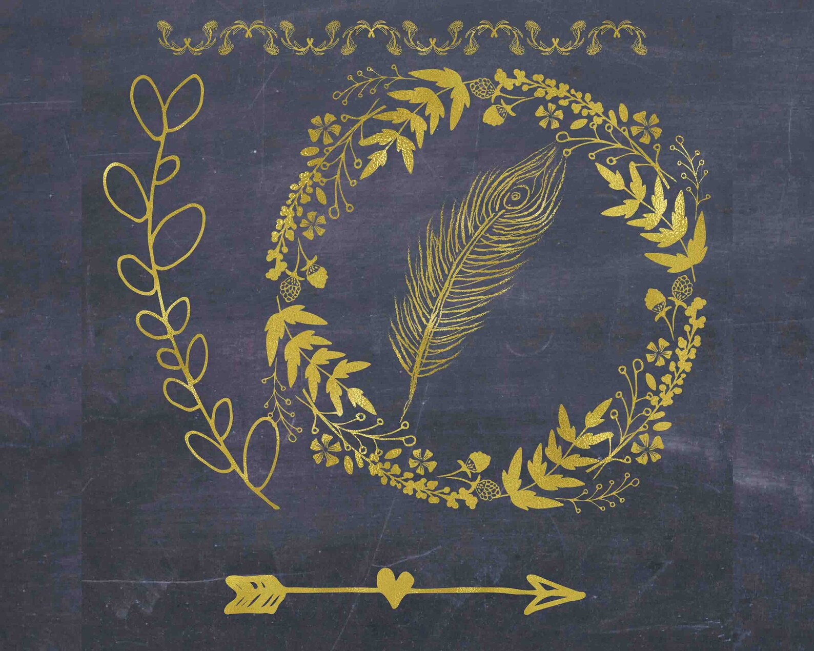 Hand Drawn Clip Art Gold Clip Art Gold Wedding Clipart | Etsy