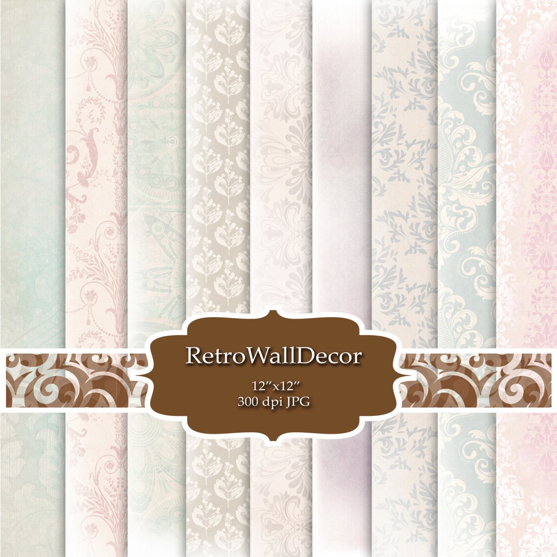 Damask Digital Paper Damask Background Damask Floral | Etsy