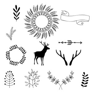 Hand Draw Clipart, 66 Vector Digital Elements, Hand Drawn Doodle Clip ...
