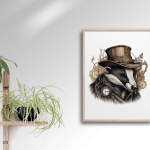 Steampunk Badger, Wild Animal Clipart, Steampunk Badger PNG, Badger ...