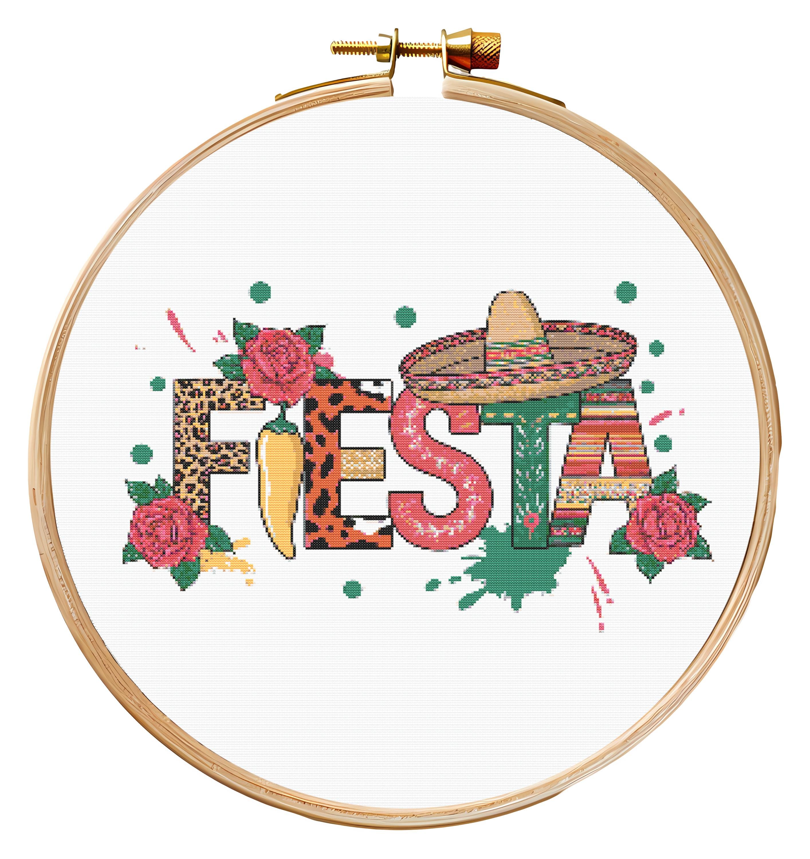 Fiesta Cross Stitch Pattern: Home Decor Embroidery (PDF) - Etsy