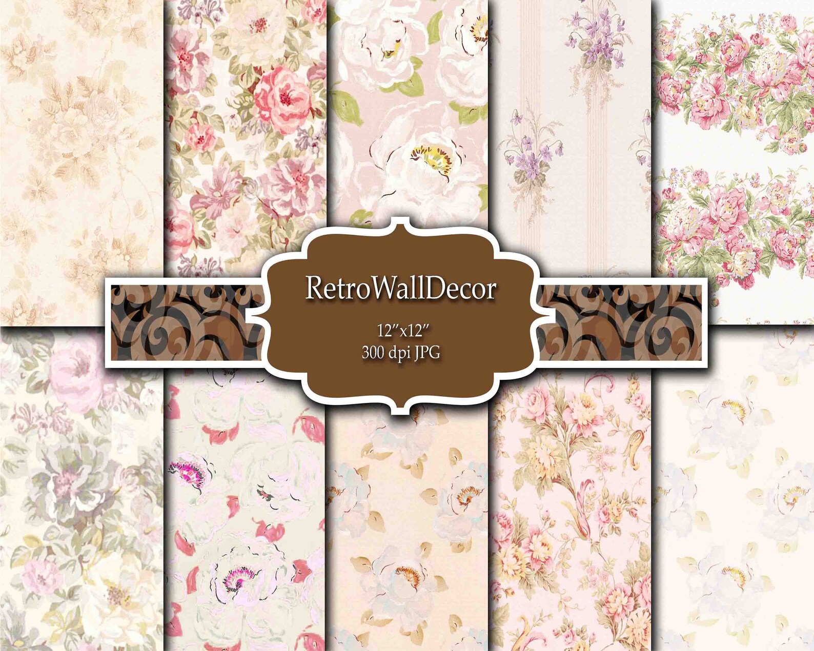 Floral Digital Paper Flower Digital Paper Floral Background | Etsy