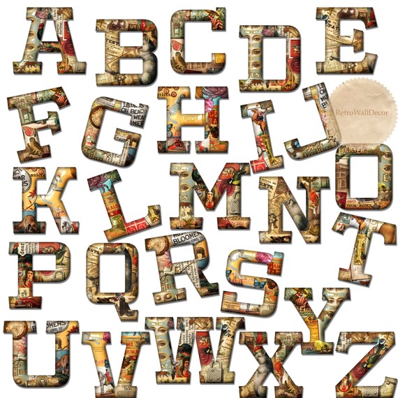 Decorative Font Ephemera Font. Alphabet Clip Art Digital - Etsy