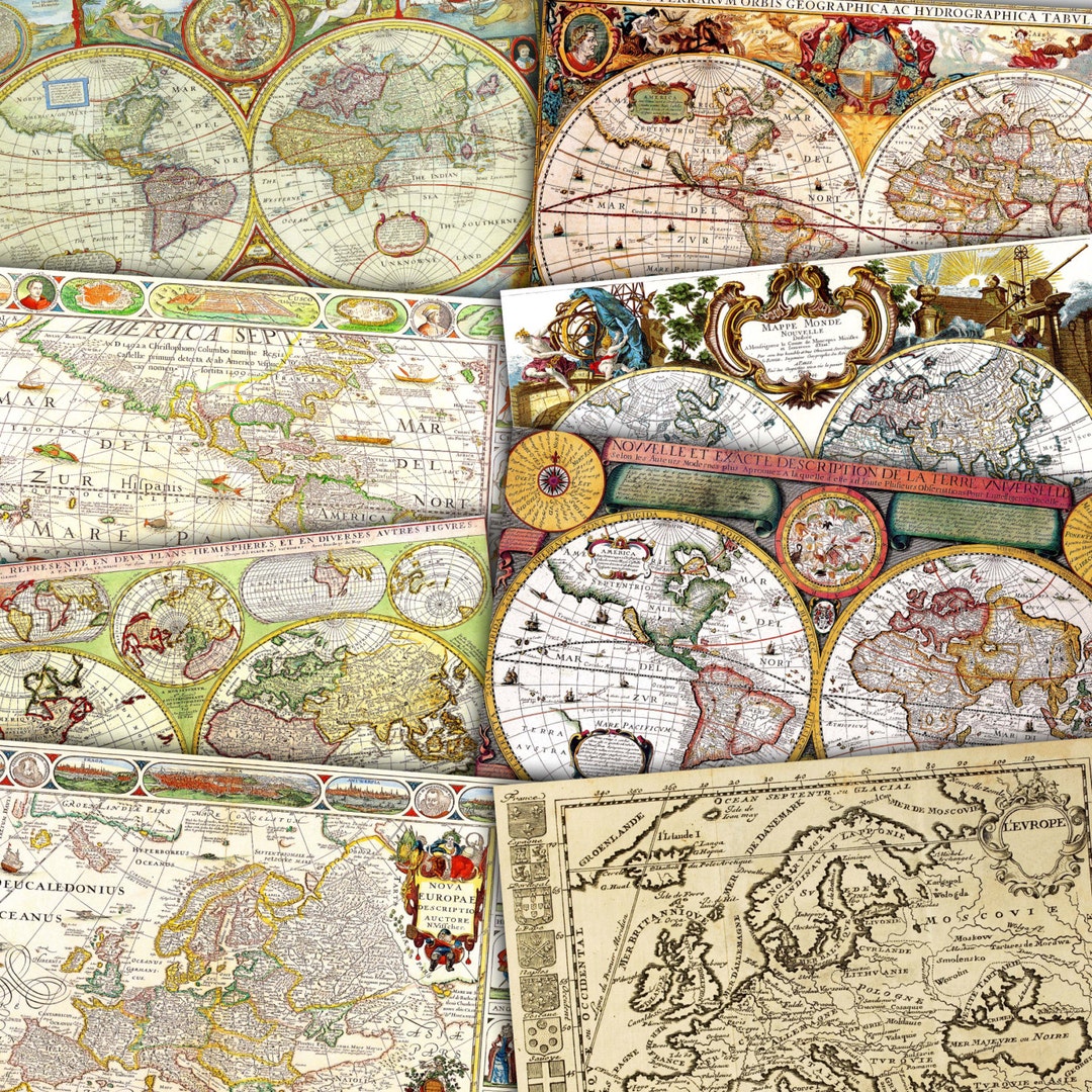 Vintage Maps, Digital Map, World Map, Europe Map, America Old Maps ...