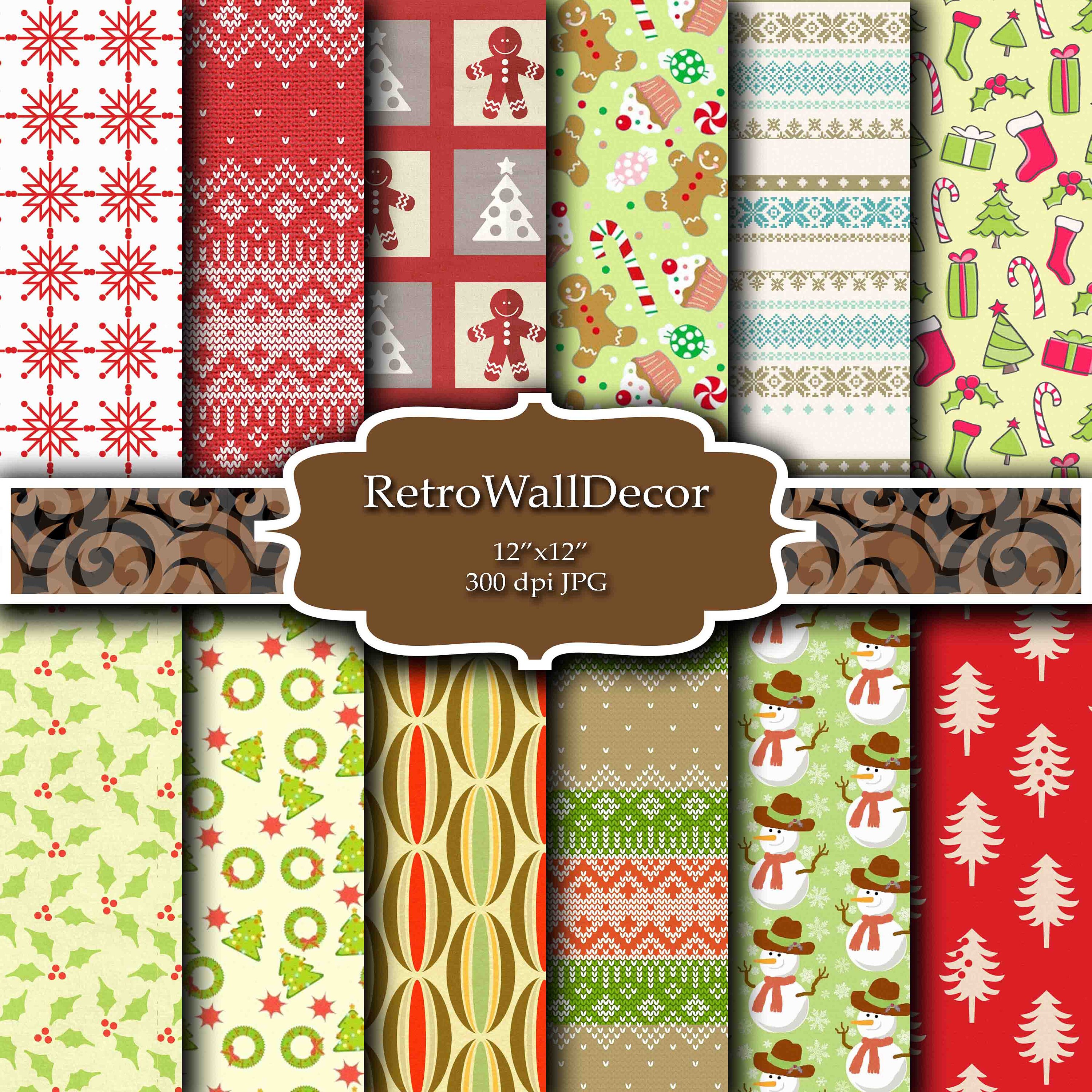 Christmas Digital Paper Christmas Tree Holiday Papers - Etsy