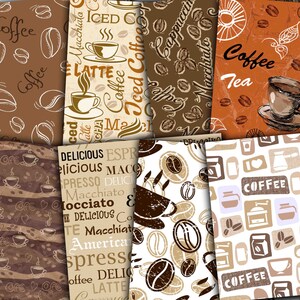 Coffee Digital Paper : "coffee Time" Digital Backgrounds in Brown and ...