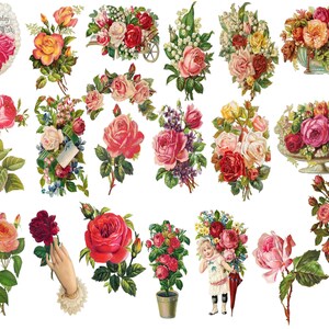 Flower Clipart, Roses Clip Art, Vintage Graphics, Floral Clipart ...