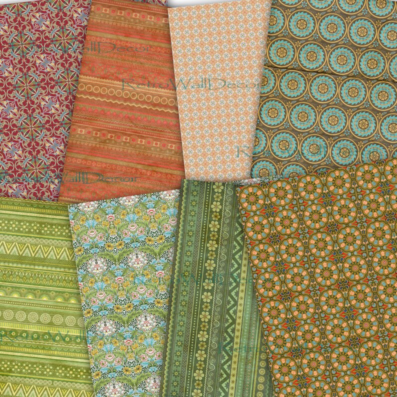 Vintage Exotic Digital Paper Pack: Grunge Textures, Scrapbooking ...