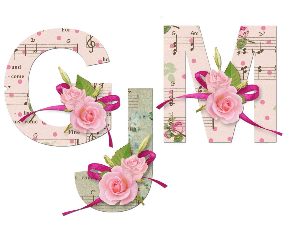 Decorative Font Floral Font Alphabet Clip Art Digital Font - Etsy